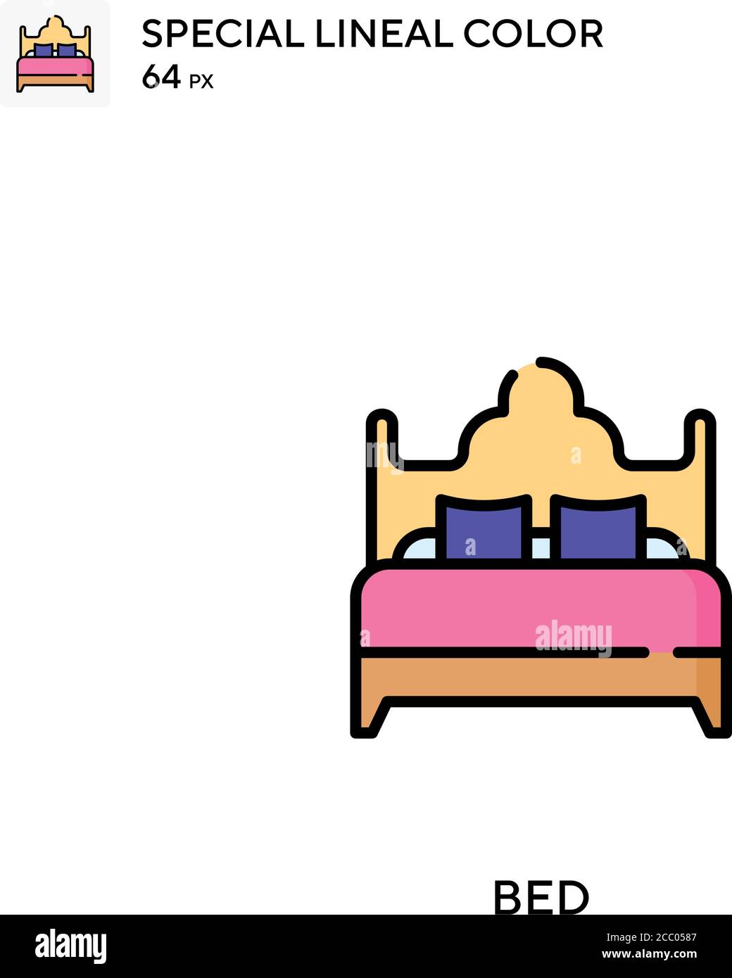 Bed Special lineal color vector icon. Bed icons for your business ...