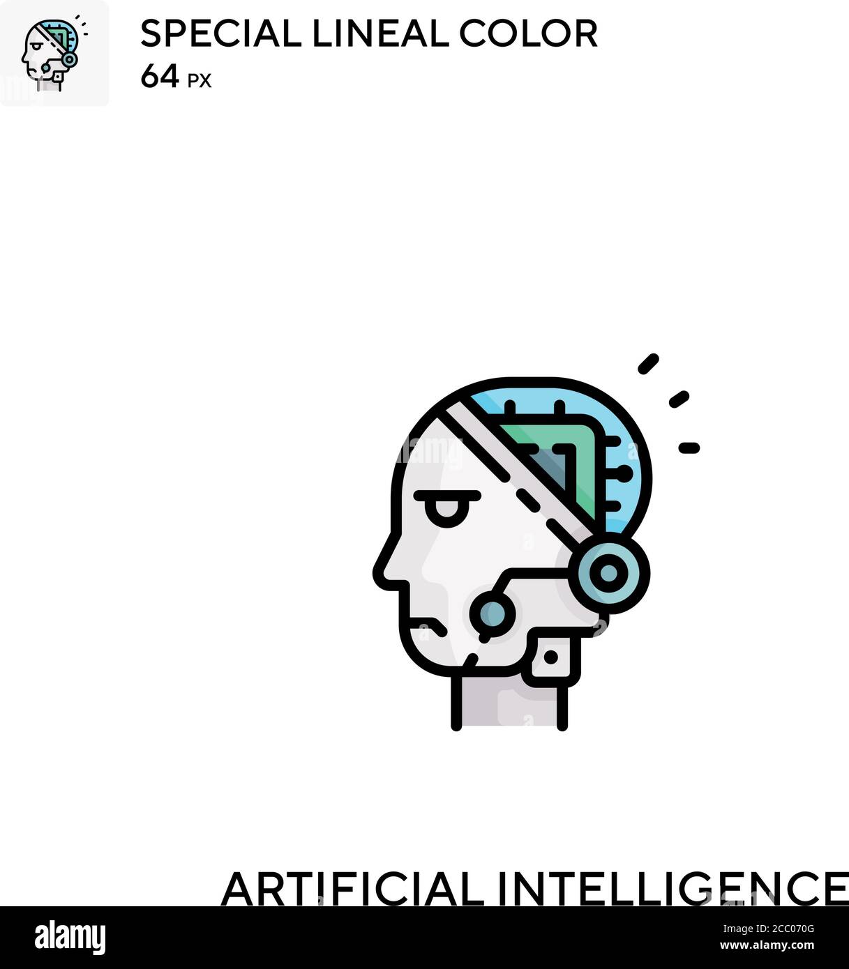 Artificial intelligence Special lineal color vector icon. Artificial ...