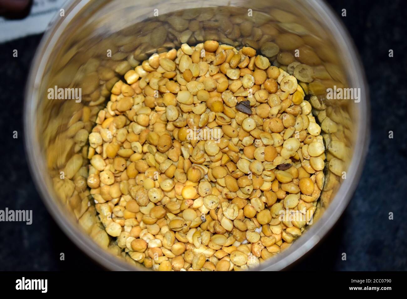 Split pulses in huge number kept in a bottle which gives the reflection ...