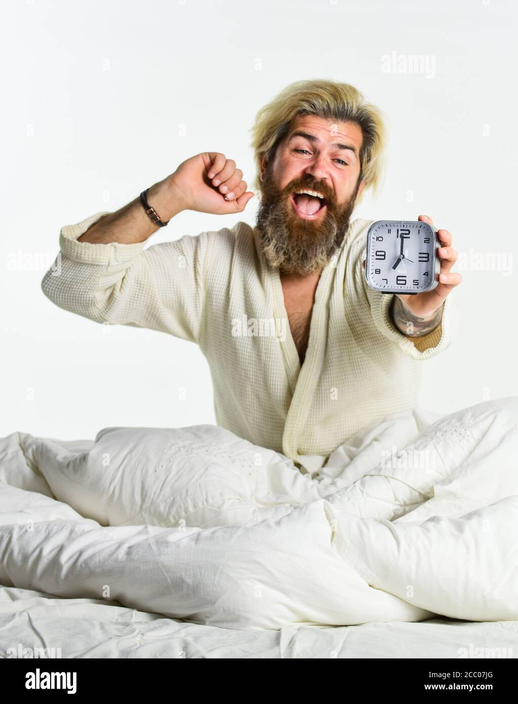 Awakening concept. General recommendations for sleep. Stressed man ...