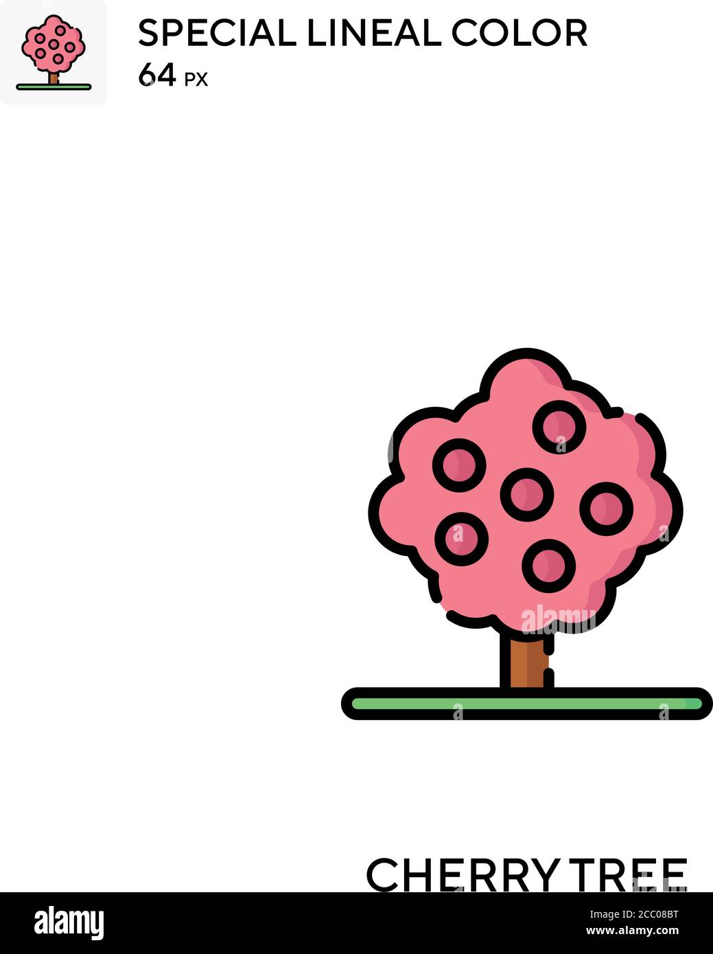 Cherry tree Special lineal color vector icon. Cherry tree icons for ...
