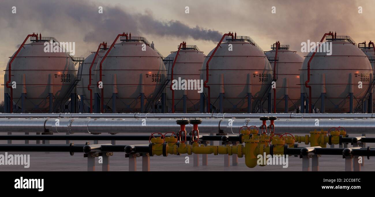 pipelines and fuel tanks in the fuel warehouse in the light of the ...