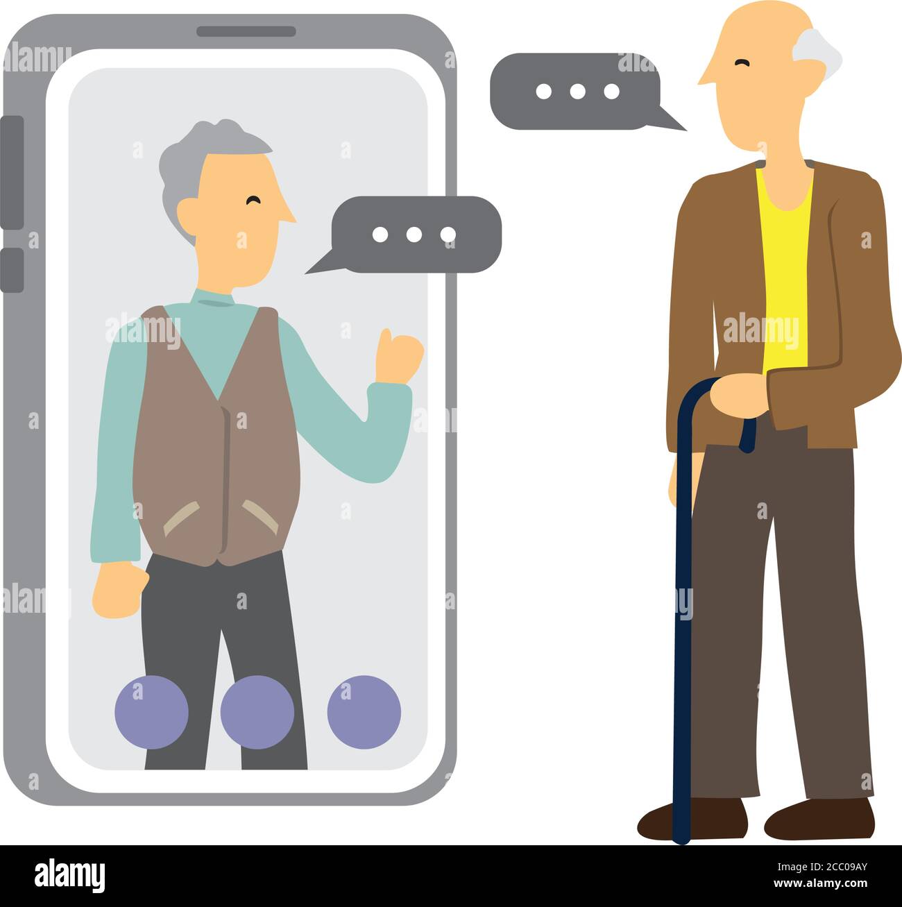 Cartoon illustration mobile phone father hi-res stock photography and ...