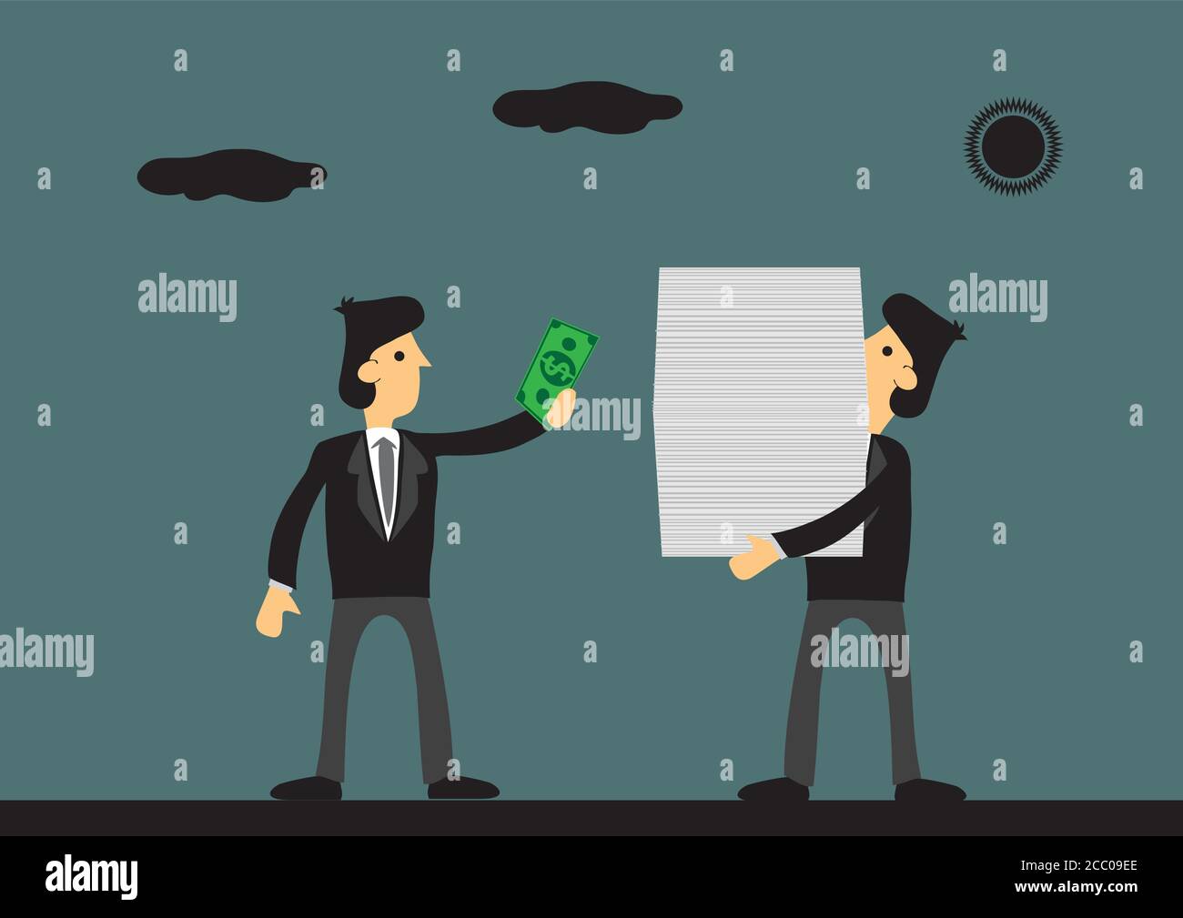 Cartoon illustration huge stack paper hi-res stock photography and ...