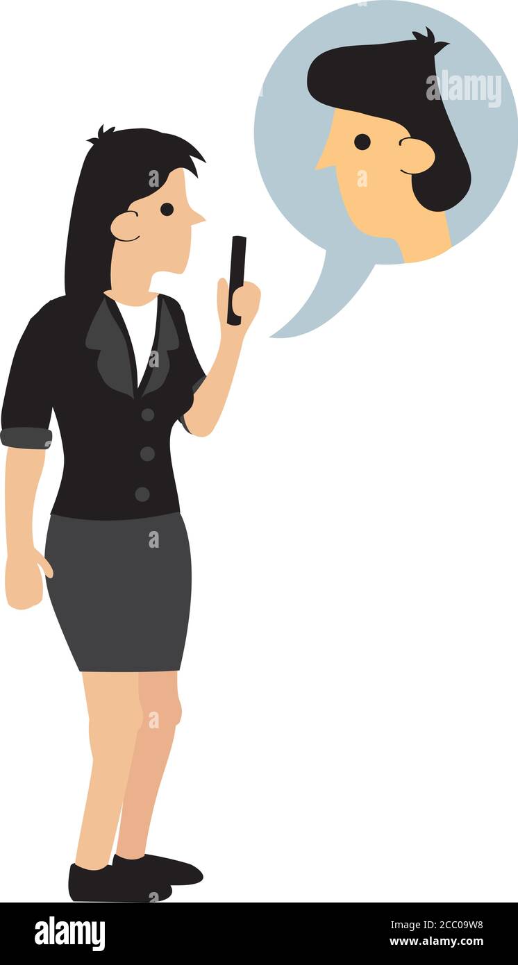 Woman in formal outfit having a online conversation with his male ...