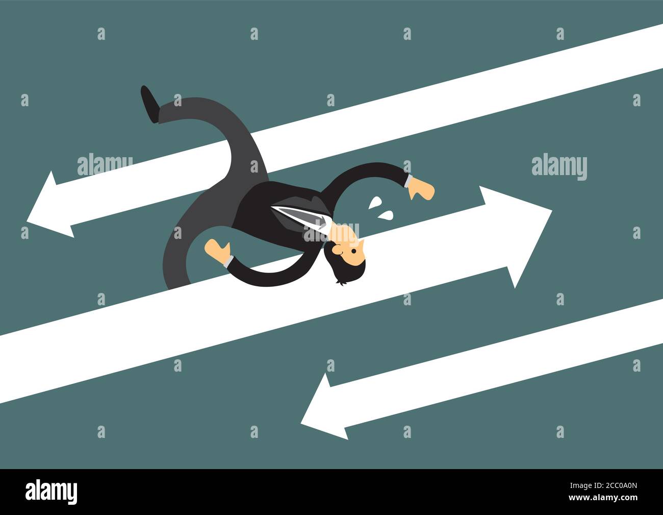 Business man running away from arrow attacks. Business concept of ...