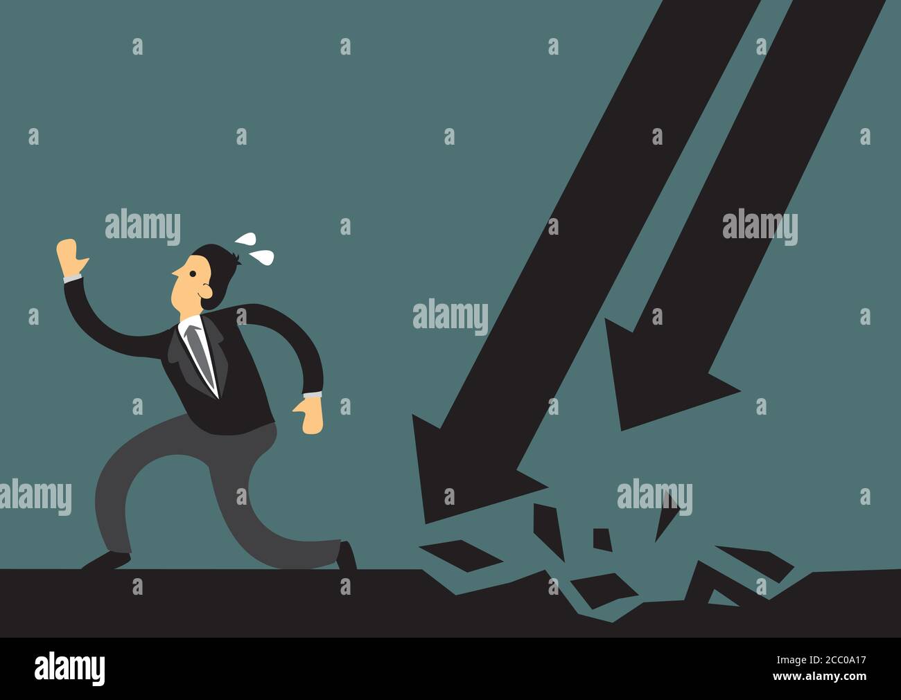 Business man running away from arrow attacks. Business concept of ...