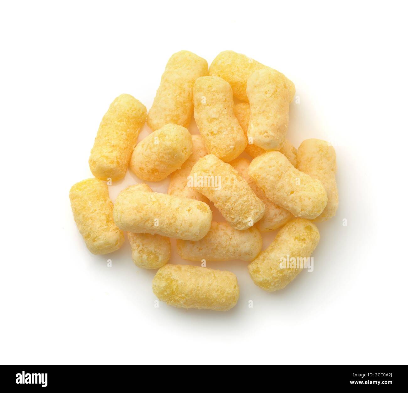 Top view of puffed corn snack isolated on white Stock Photo - Alamy