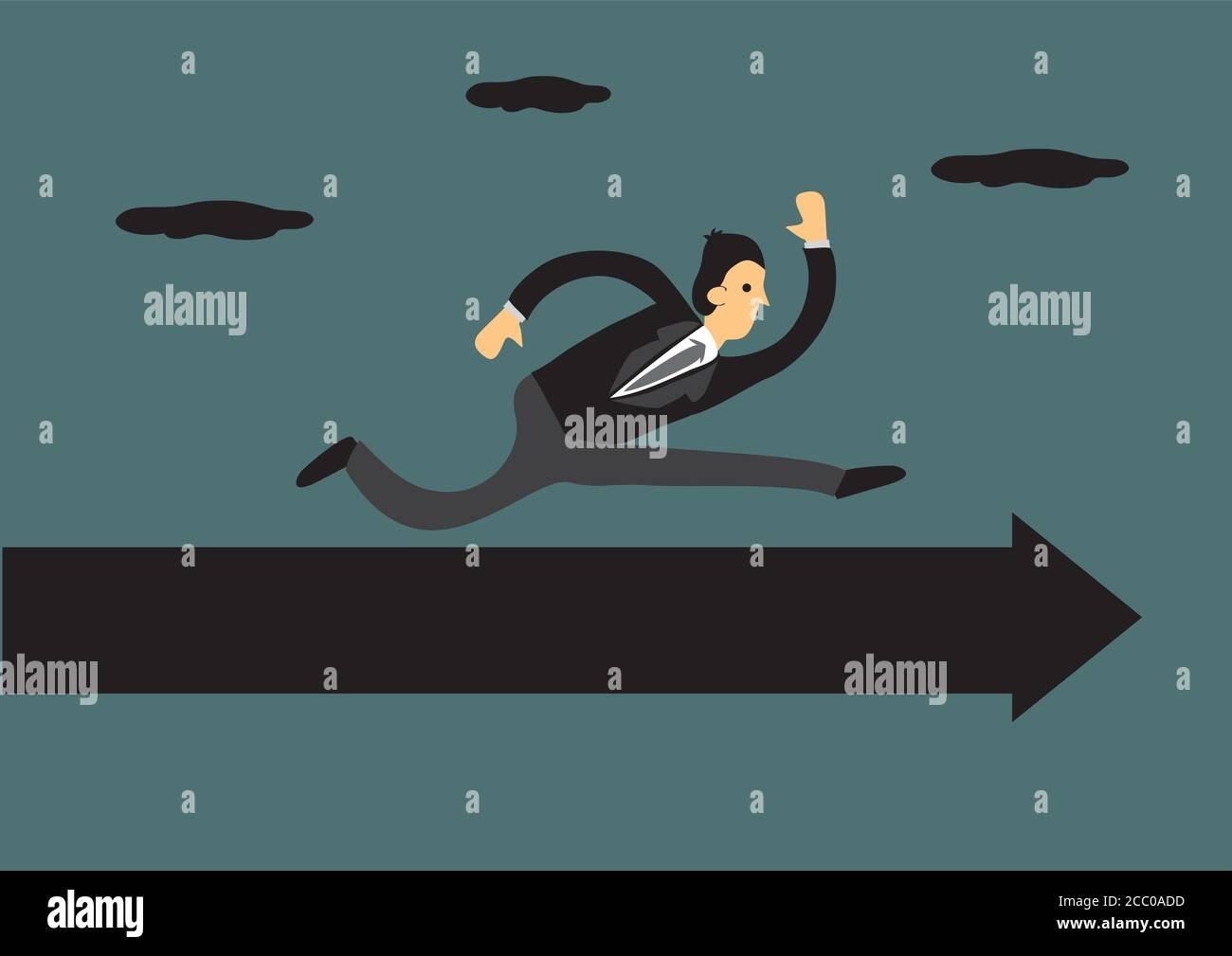Businessman running forward with arrow. Concept of business moving ...