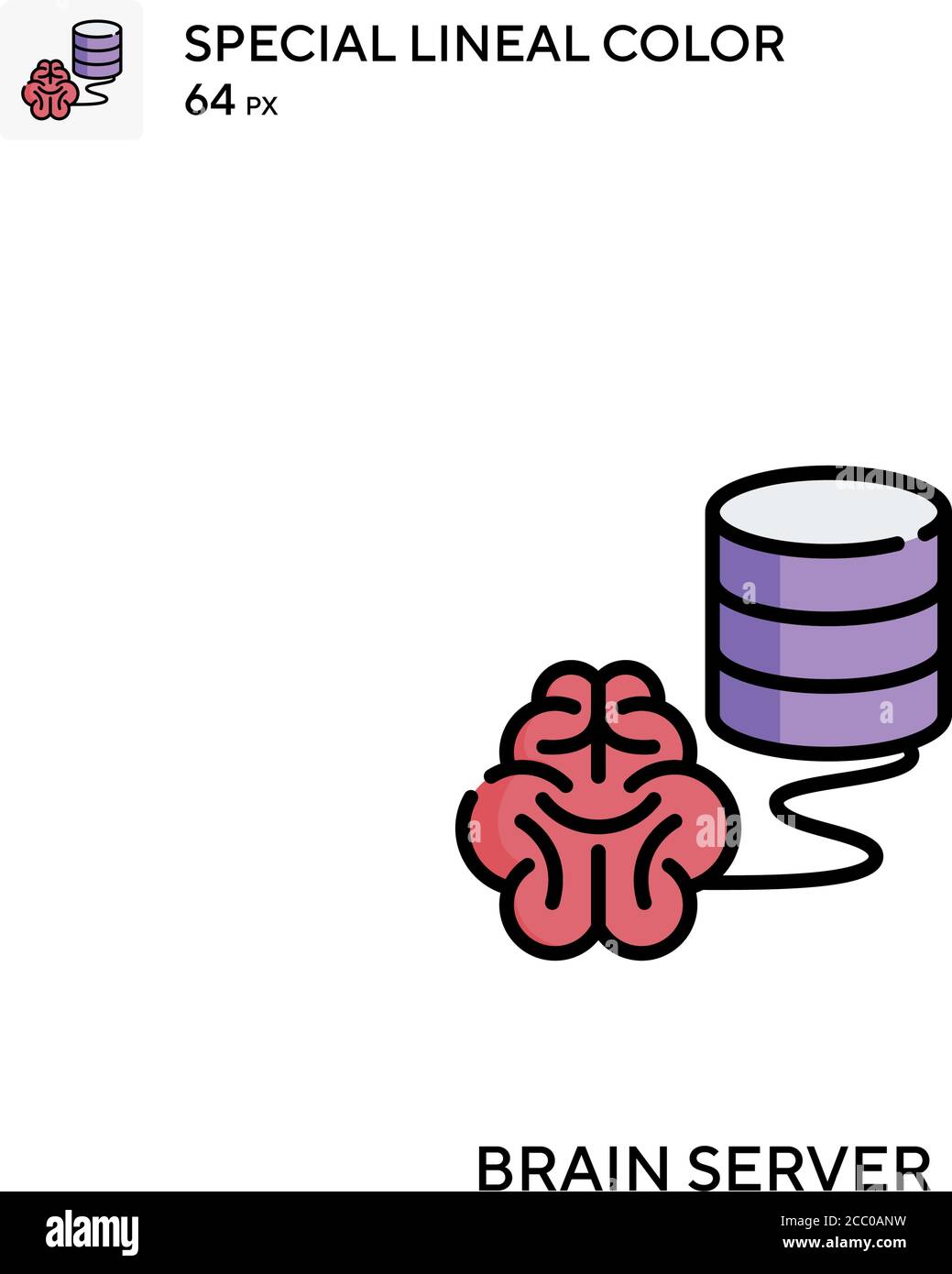 Brain server Special lineal color vector icon. Brain server icons for ...