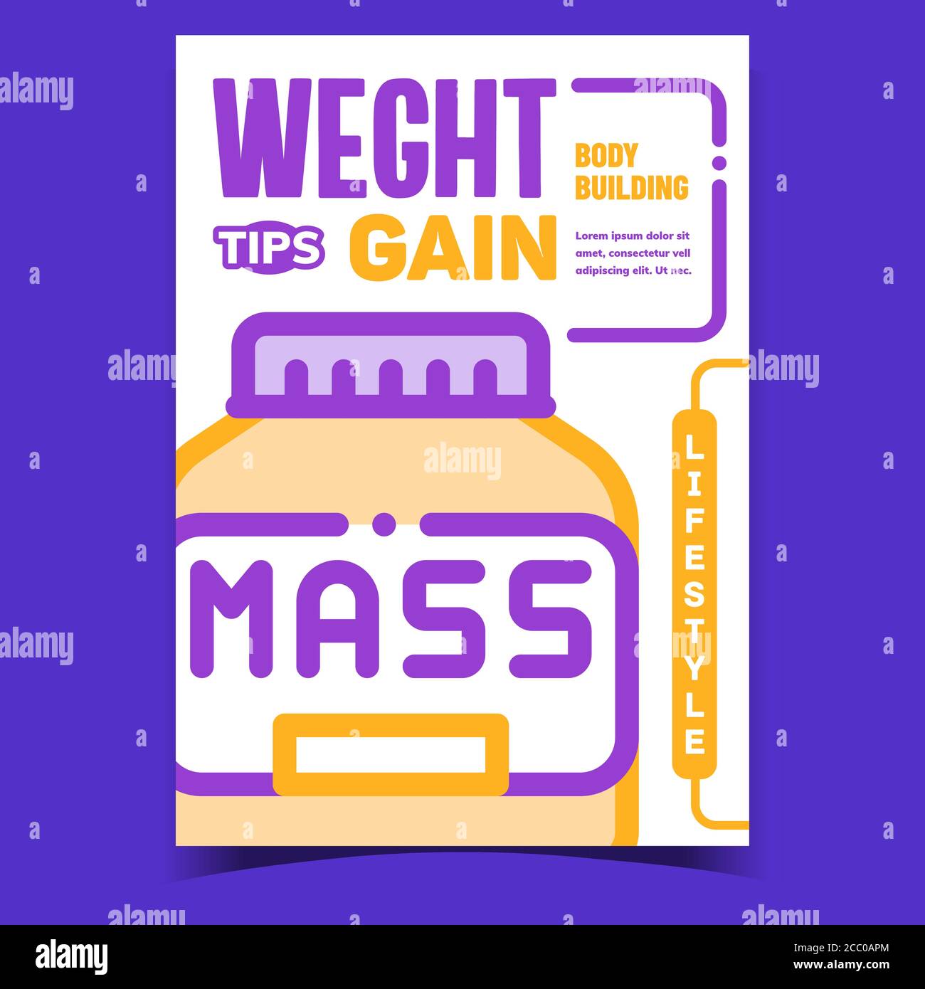 Weight Gain Tips Creative Advertise Poster Vector Stock Vector Image ...