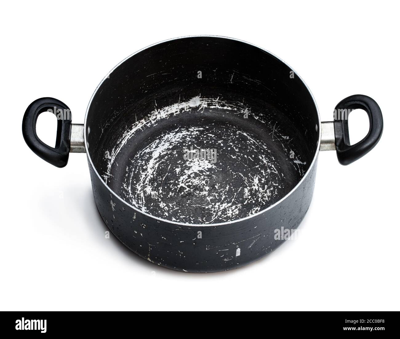 Black used pot isolated on white Stock Photo - Alamy