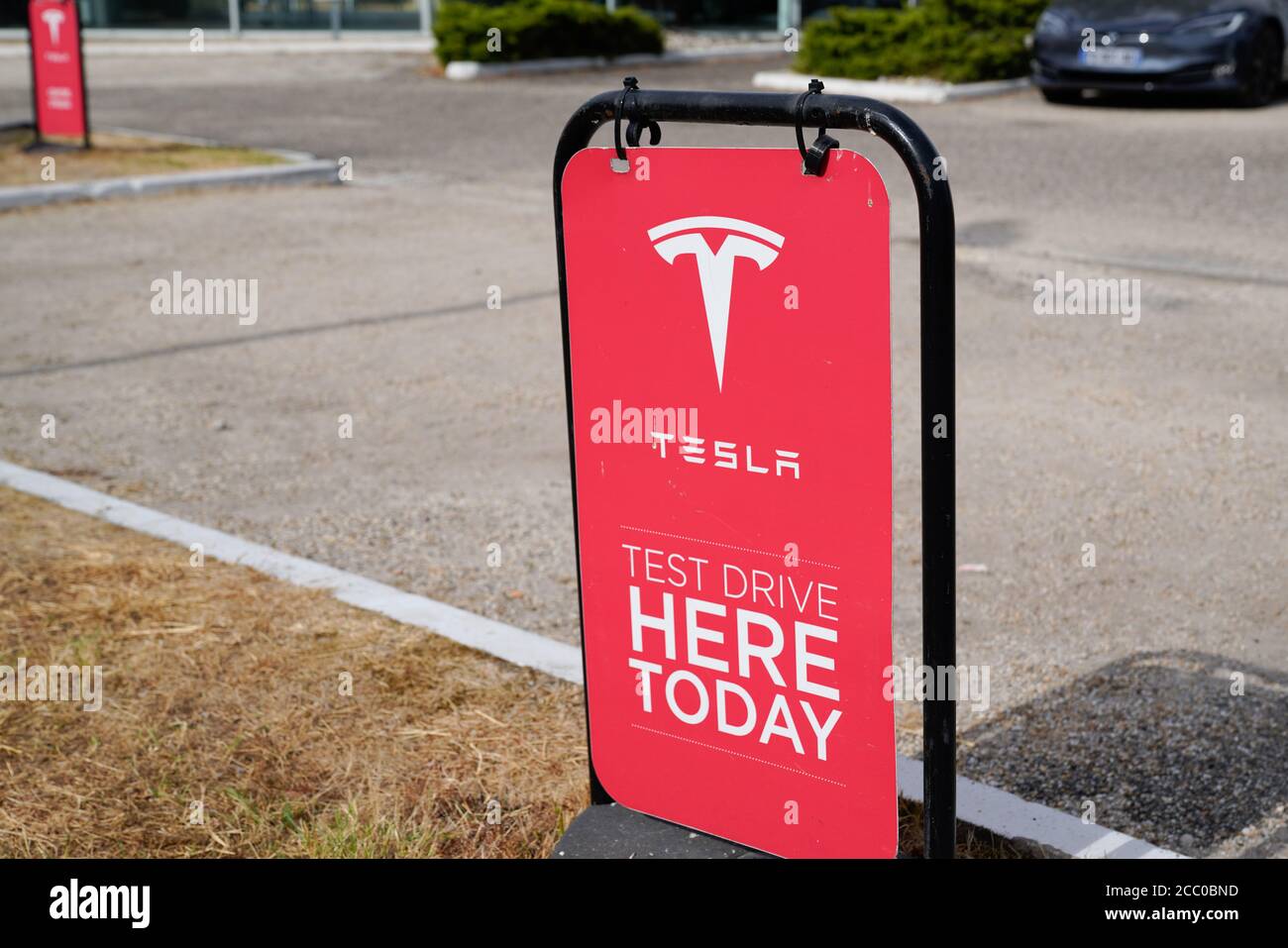 Bordeaux , Aquitaine / France - 08 10 2020 : Tesla panel for test drive ...