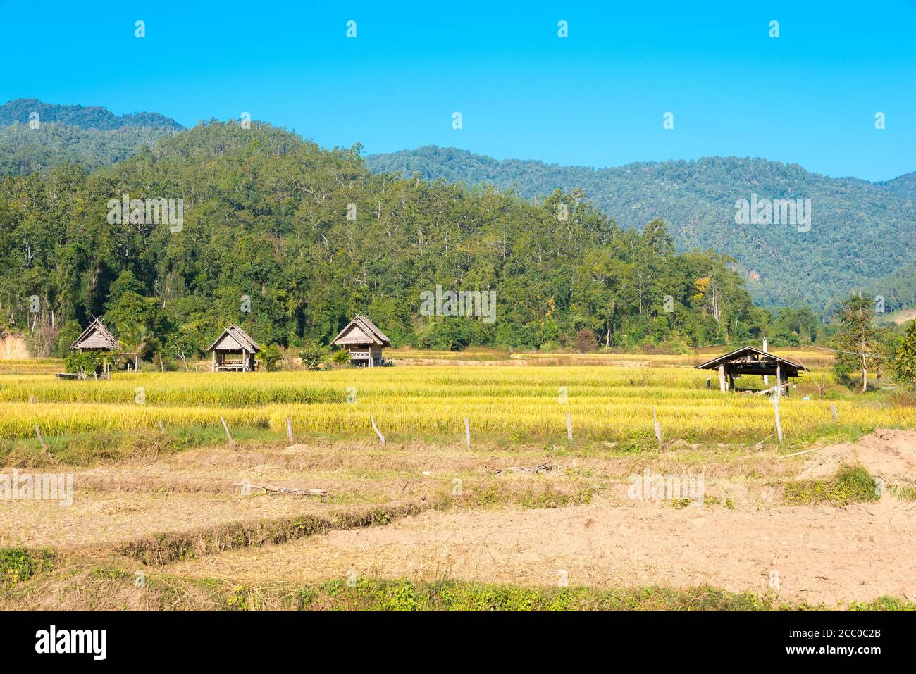 Pai, Thailand - Beautiful scenic view from Pai Bamboo Bridge (Boon Ko ...