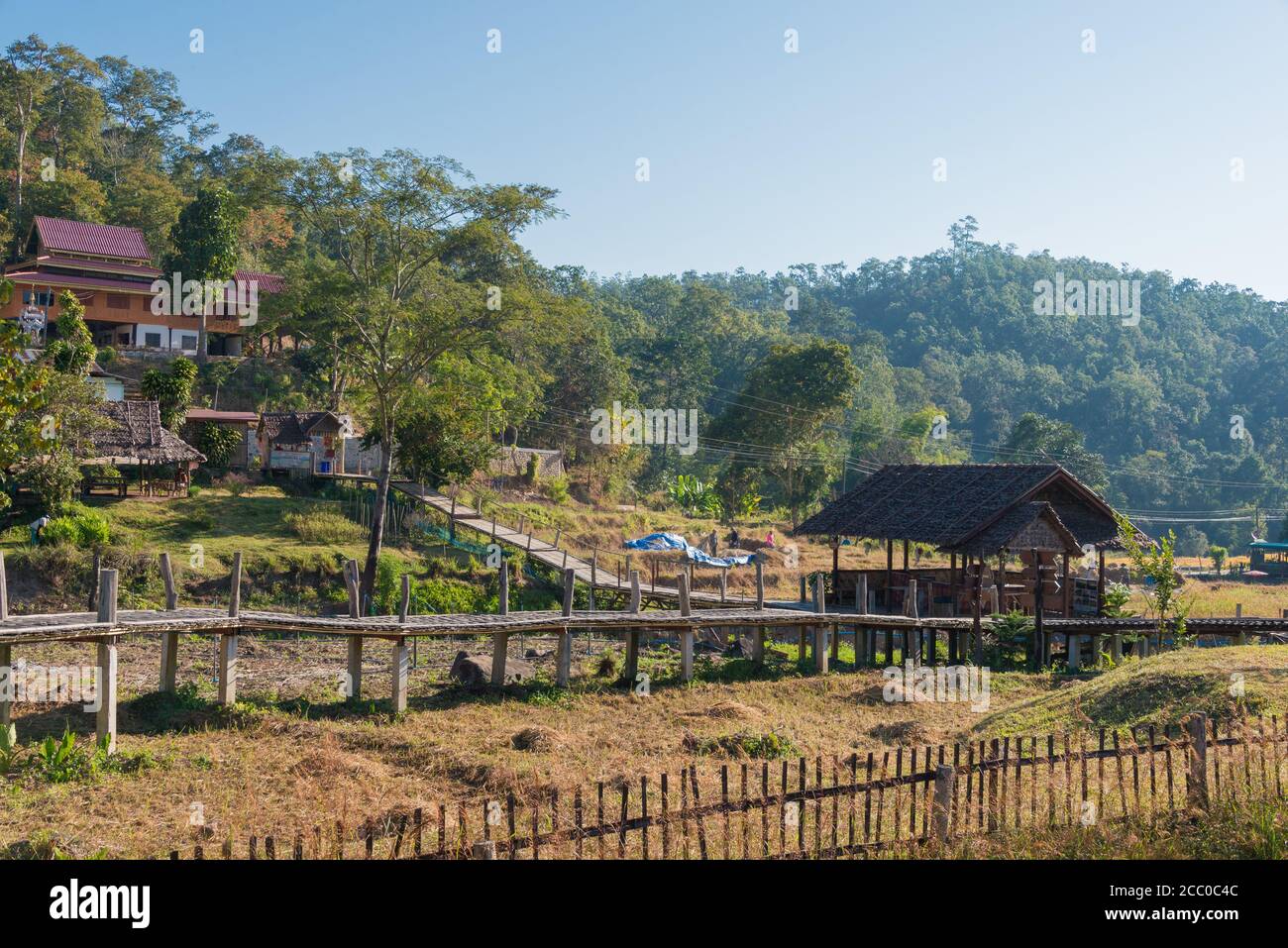 Pai, Thailand - Beautiful scenic view from Pai Bamboo Bridge (Boon Ko ...