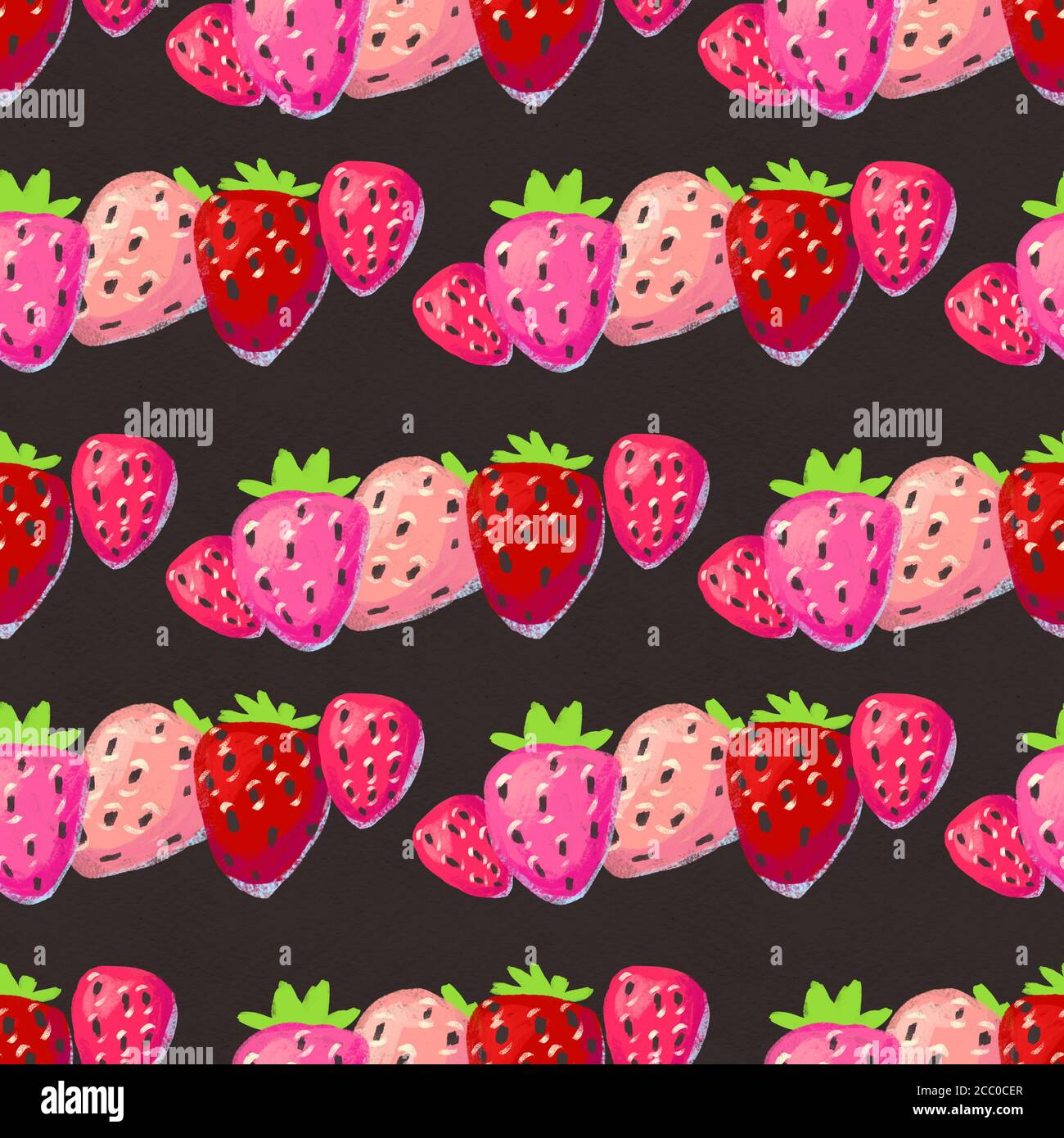 Seamless pattern with ripe strawberry. Hand drawn texture with berries ...
