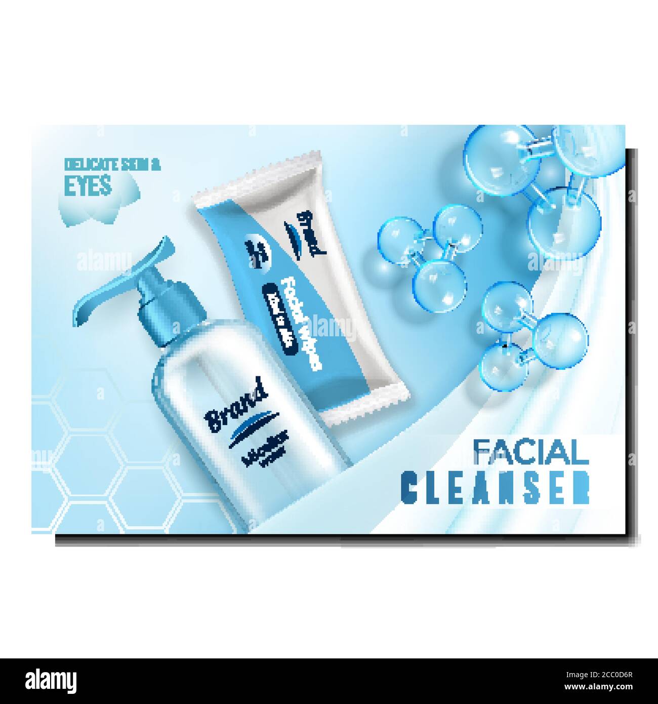 Facial Cleanser Bottle And Bag Promo Poster Vector Stock Vector Image ...
