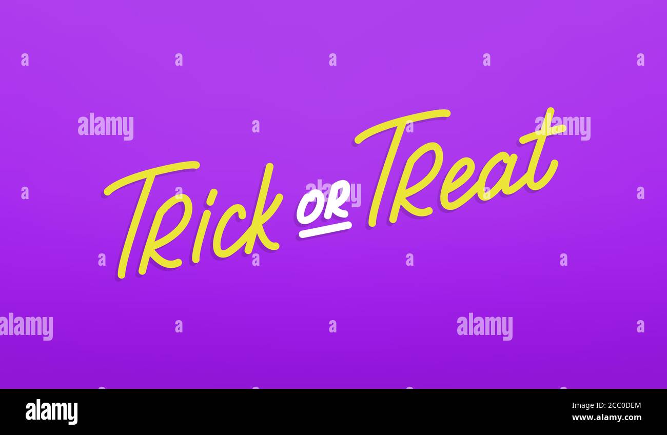 Trick or Treat lettering label. Halloween holiday calligraphy Stock ...