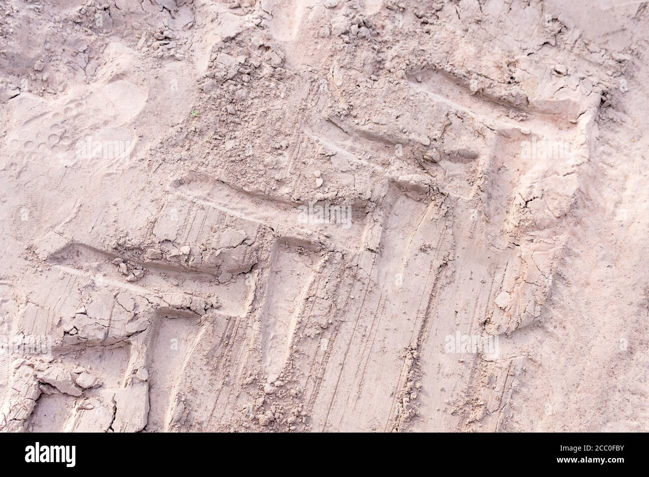 Tractor tracks on the sand top view Stock Photo - Alamy