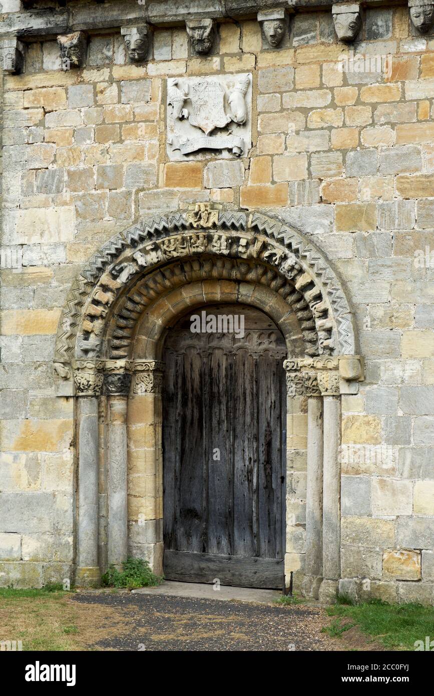 The south door of the Church of St John the Baptist, in the village of ...