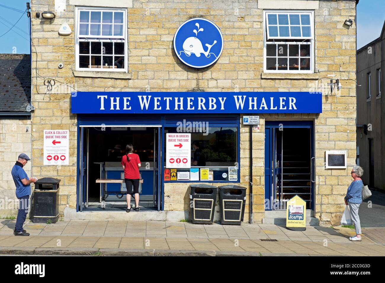 Social distancing outside the Wetherby Whaler fish & chip shop in ...