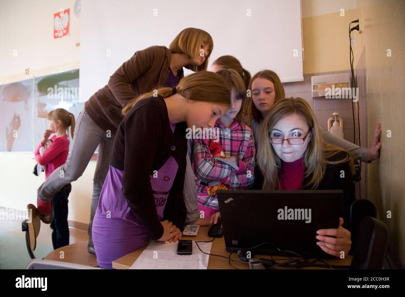 Poland, Silesia, Katowice 07.05.2010. Pupils of 4th grade during ...