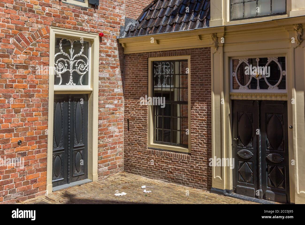 Old red brick houses in the historic center of Assen, Netherlands Stock ...