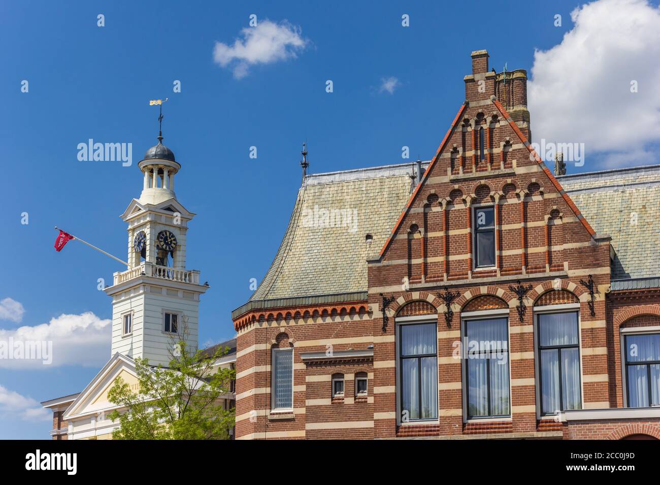 Old hospital and church tower in the center of Assen, Netherlands Stock ...