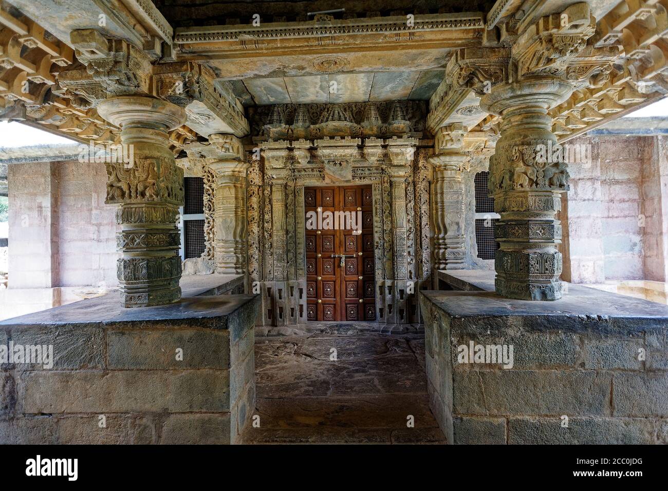Elaborately decorated doorjamb and lintel of lateral entrance into ...