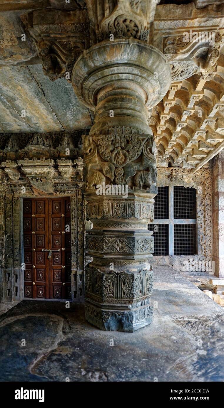 Elaborately decorated doorjamb and lintel of lateral entrance into ...