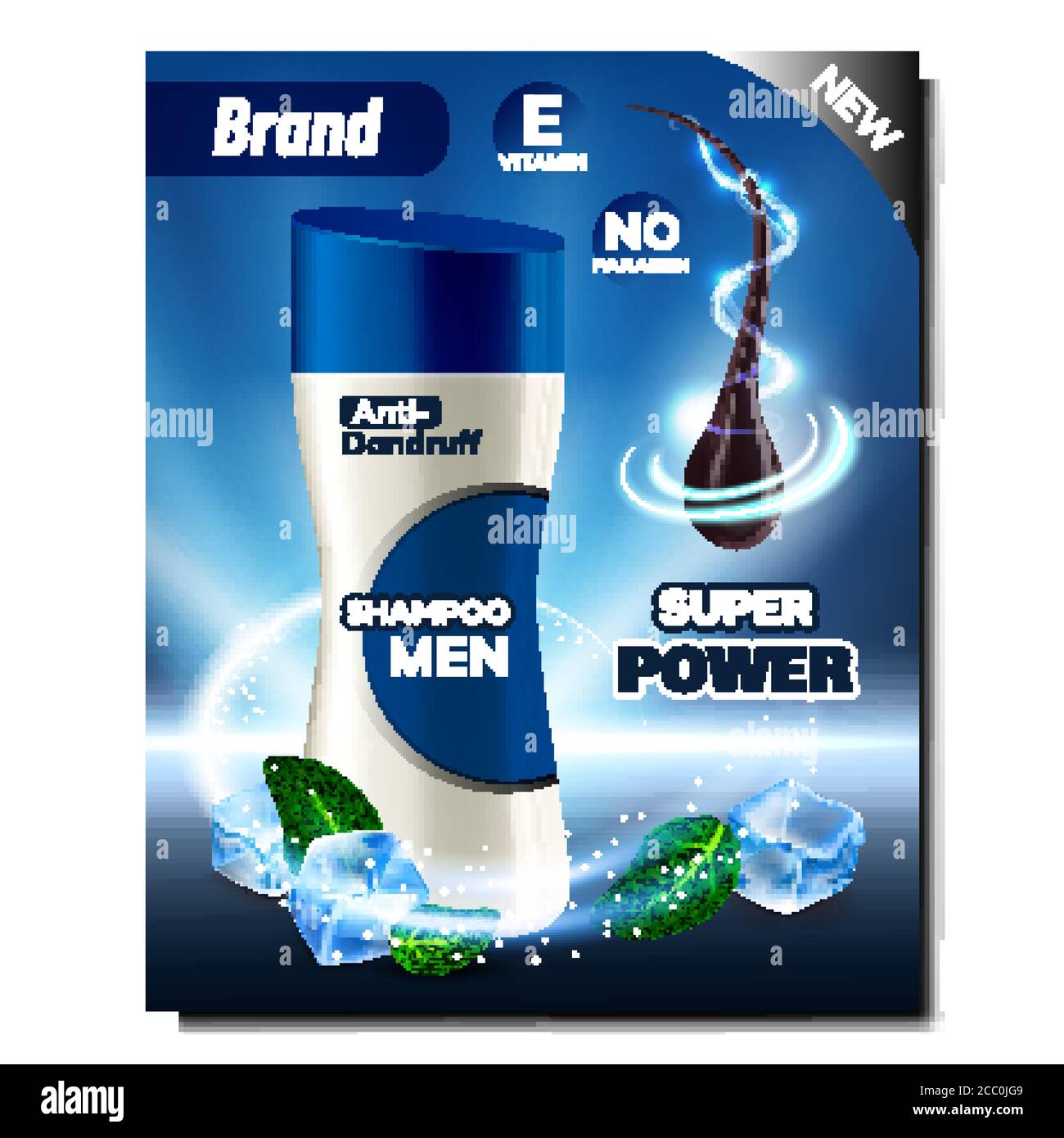 Anti-dandruff Shampoo For Men Promo Banner Vector Stock Vector Image ...