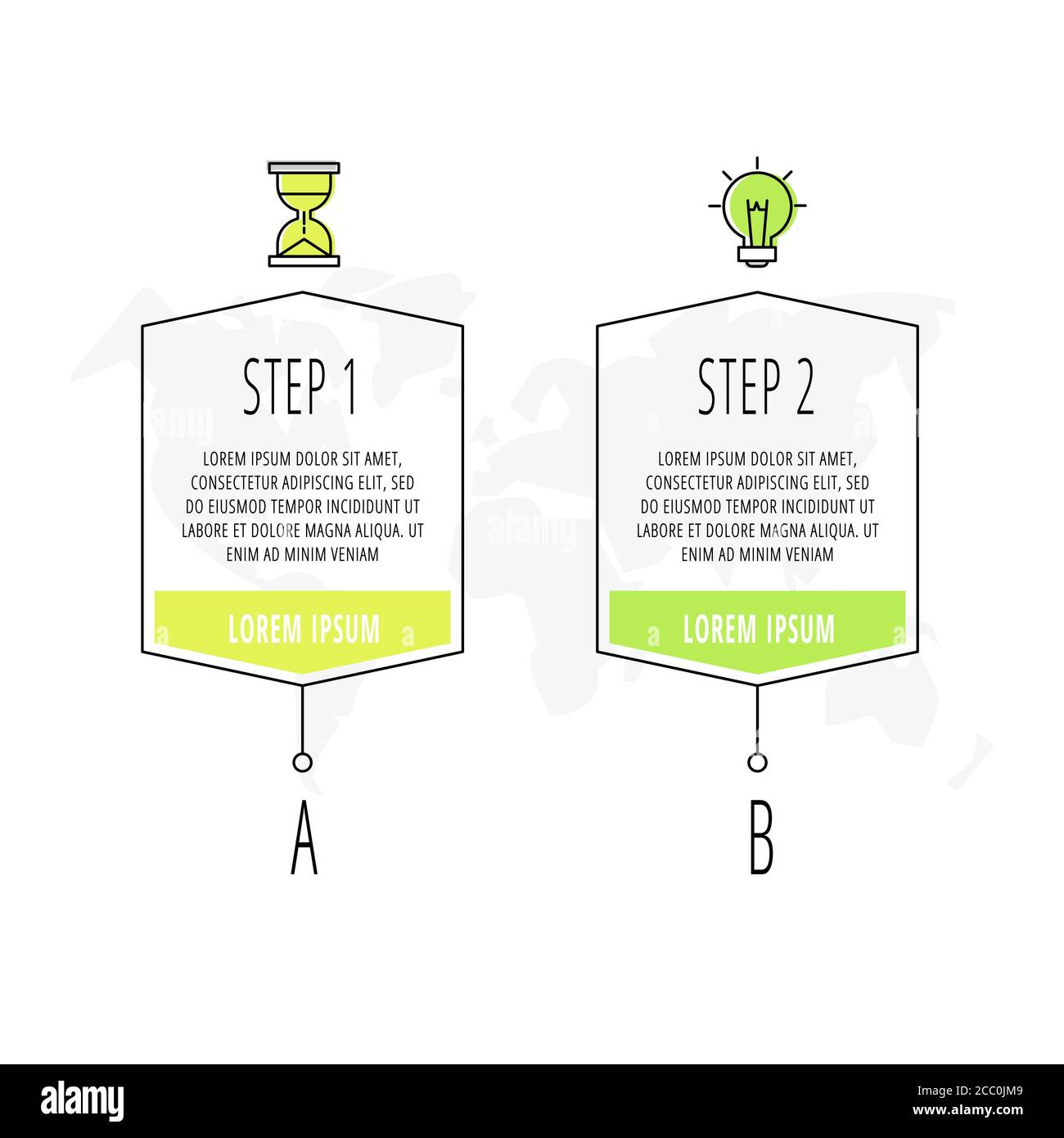Vector infographics with 2 steps, labels. Line template. Can be used ...