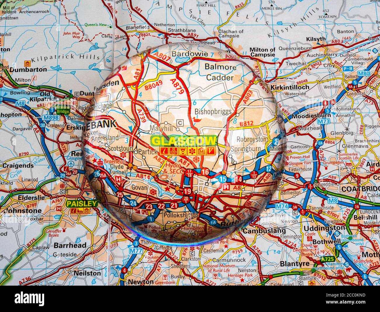 Glasgow road map hi-res stock photography and images - Alamy