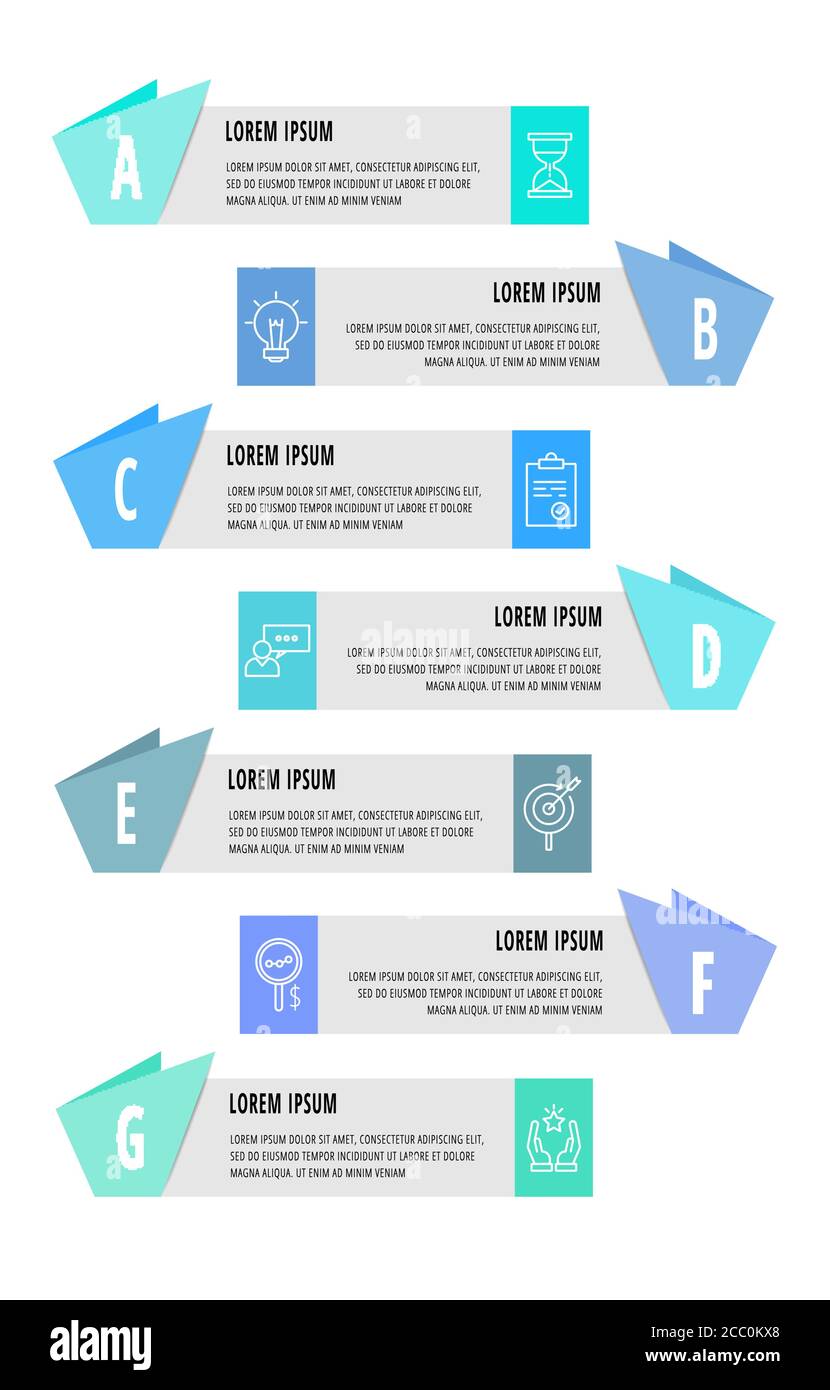 Vector infographics with 7 steps, labels. Used for diagram, business ...