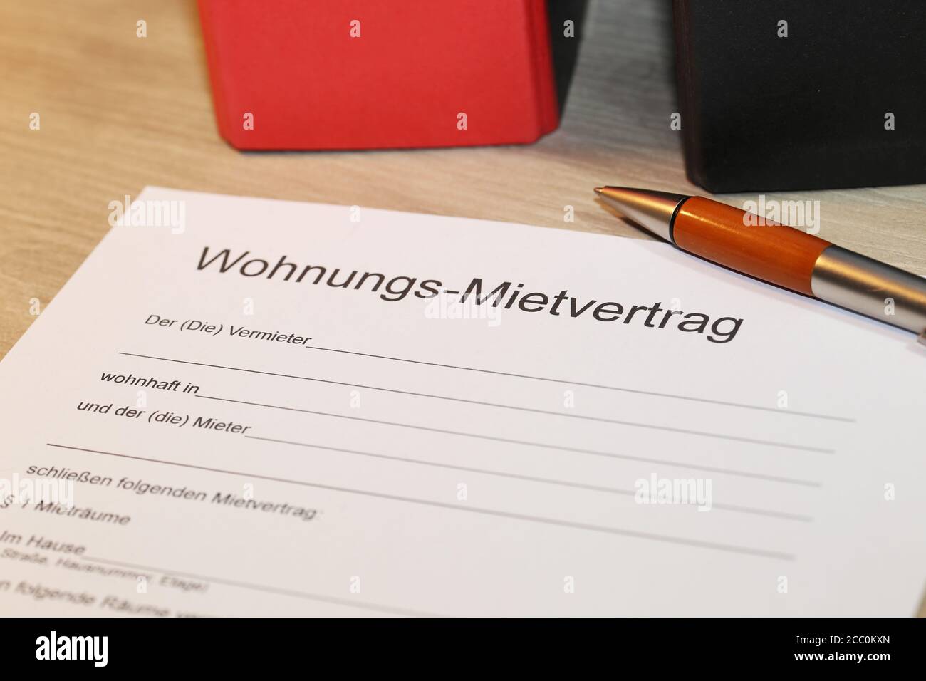 Blank form of a rental contract for an apartment in german letters ...