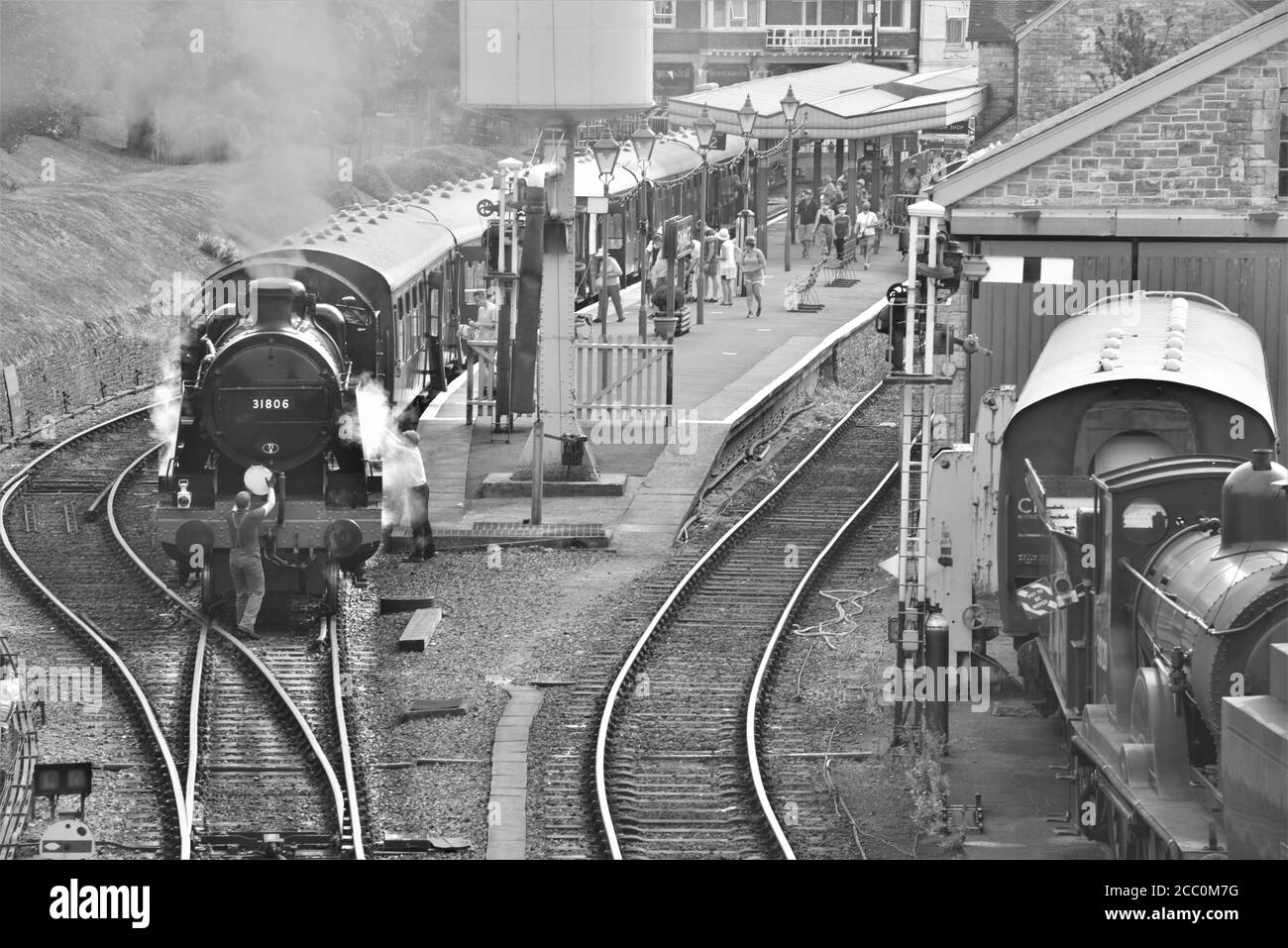 A U Class locomotive waiting to leave Swanage station Stock Photo - Alamy