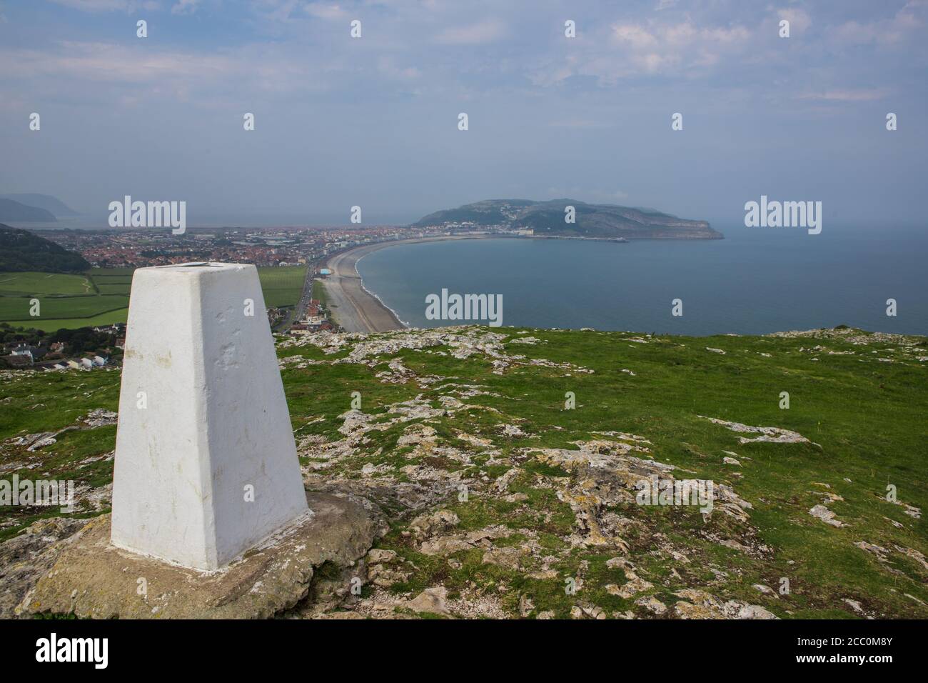 Summit marker on the little orme, Llandudno. North Wales hiking with a ...