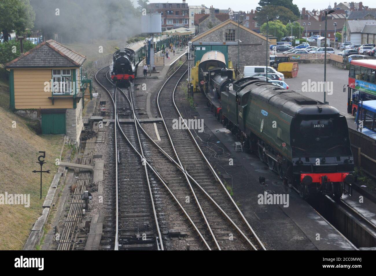 A U Class locomotive waiting to leave Swanage station Stock Photo - Alamy