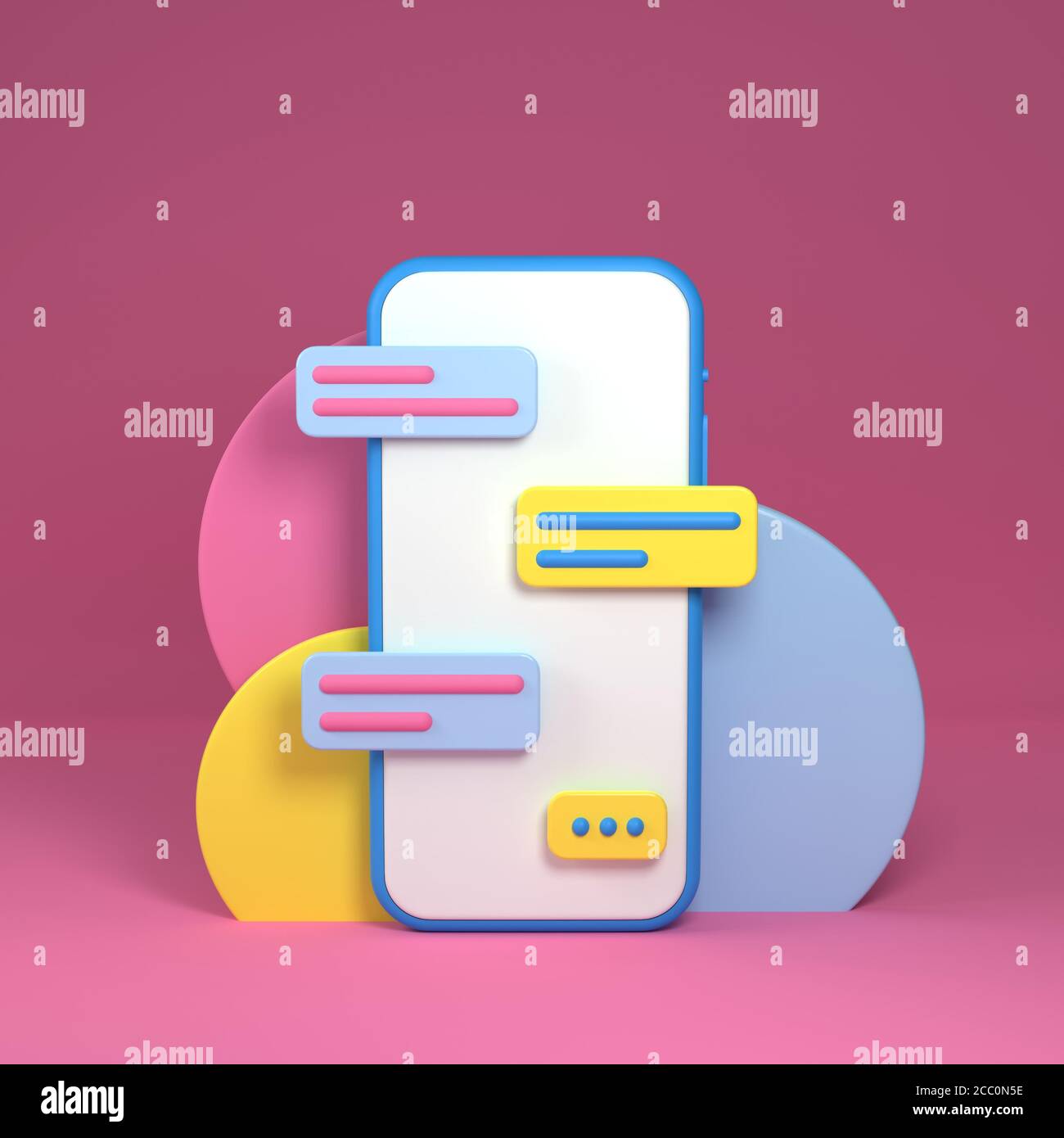 3d render illustration white smartphone, social media concept ...