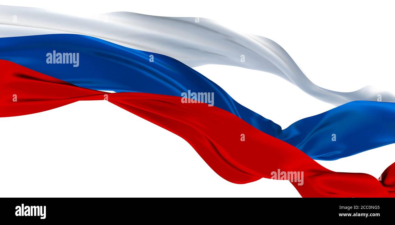 3d illustration of Russian tricolor Flag Ribbons Waving - Isolated ...