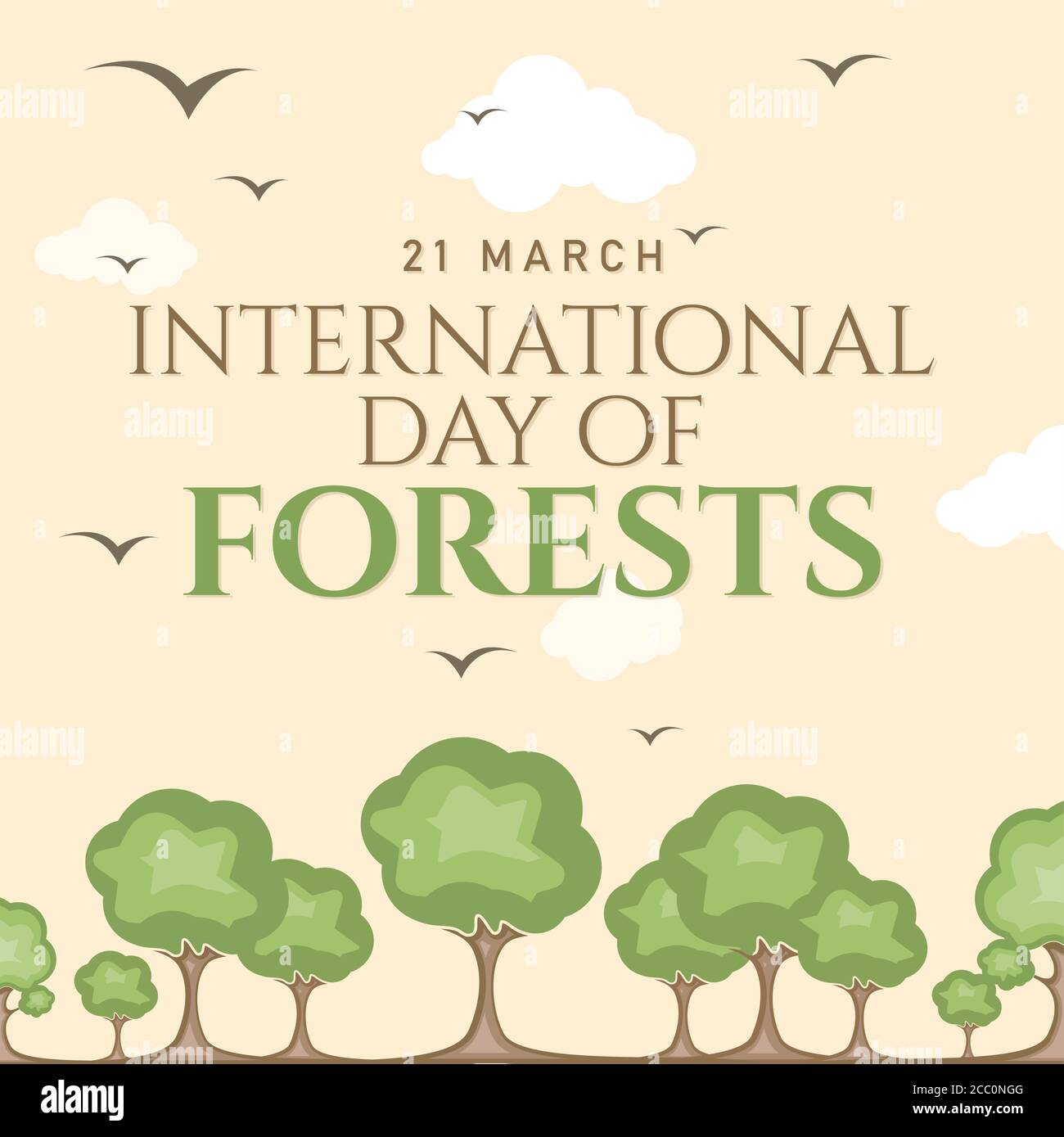 Abstract International Day Of Forests for banner design. Environmental ...
