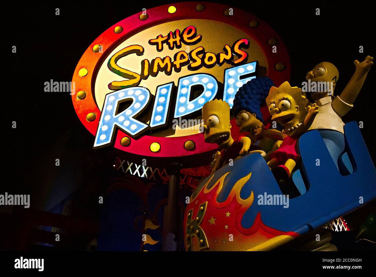 The Simpsons Ride at Universal studios Hollywood in Los Angeles. It is ...