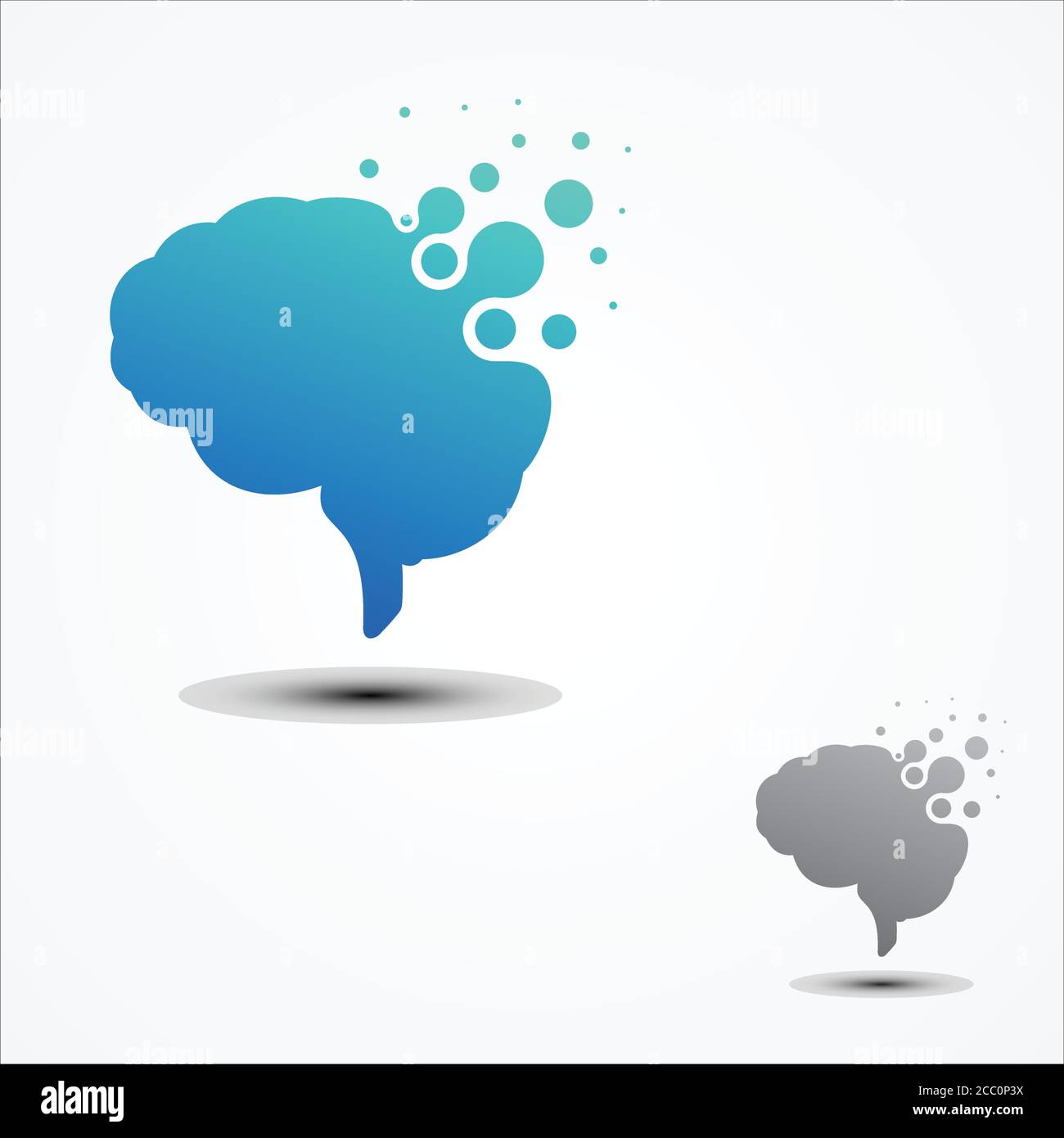 Simple vector brain pixel design in flat style. Brain human Artificial ...