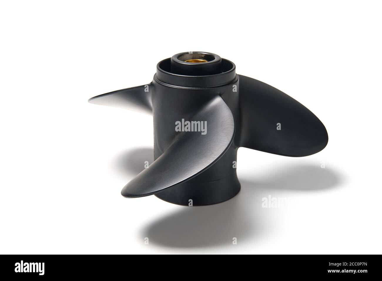 New black screw from a motor boat. three-bladed propeller. Isolated ...