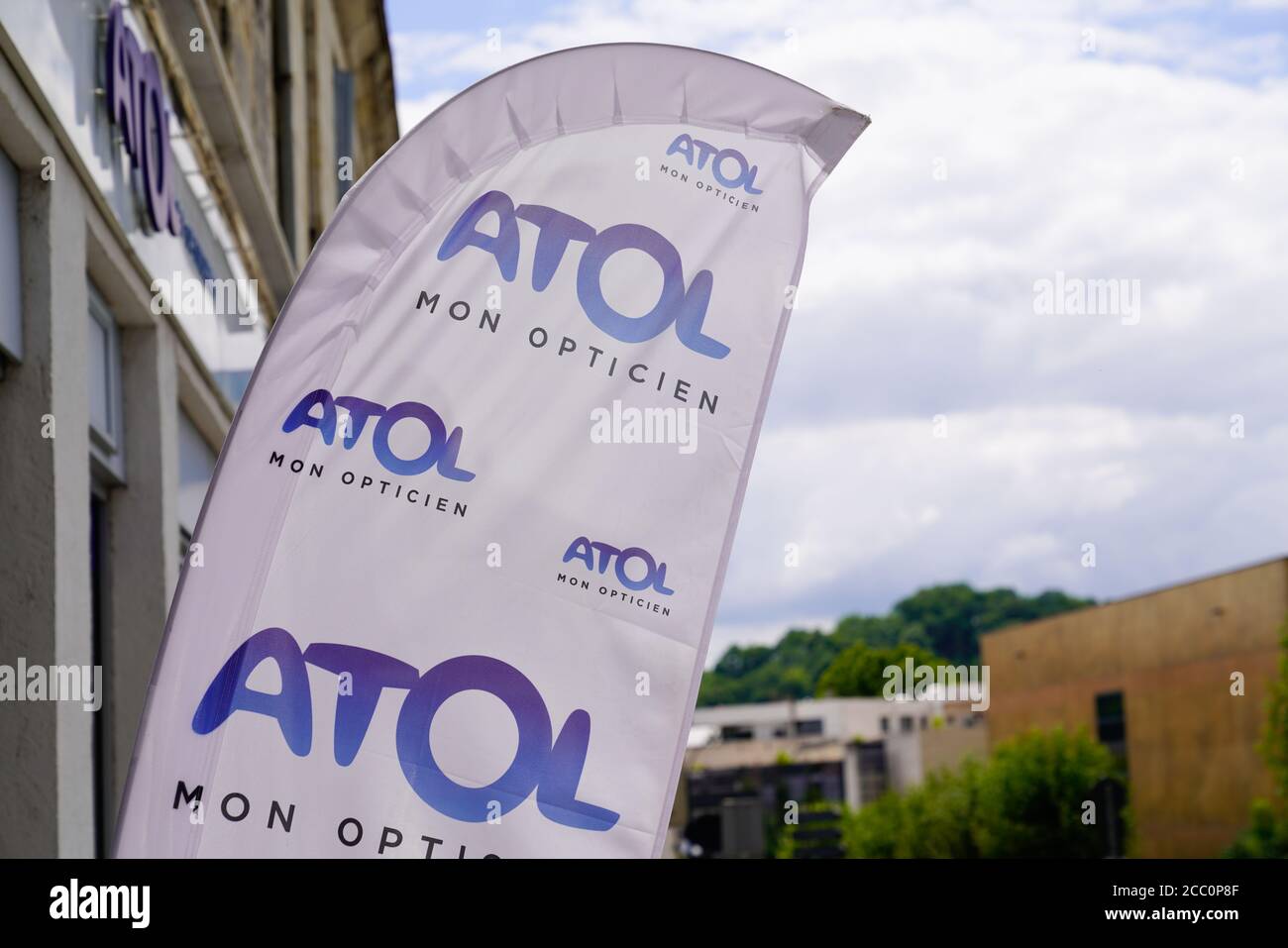 Bordeaux , Aquitaine / France - 08 10 2020 : atol optic flag with text ...