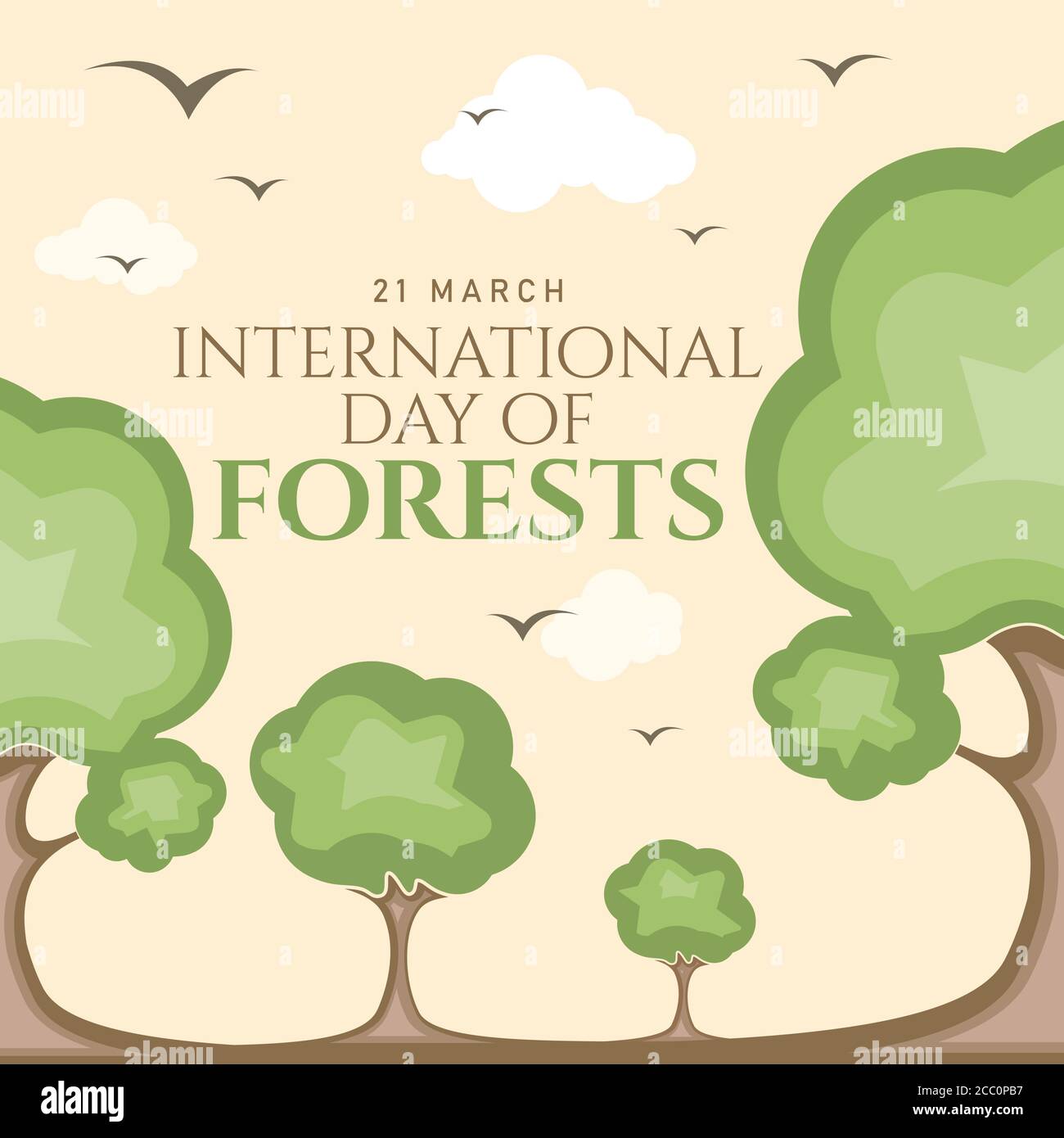 Abstract International Day Of Forests for banner design. Environmental ...