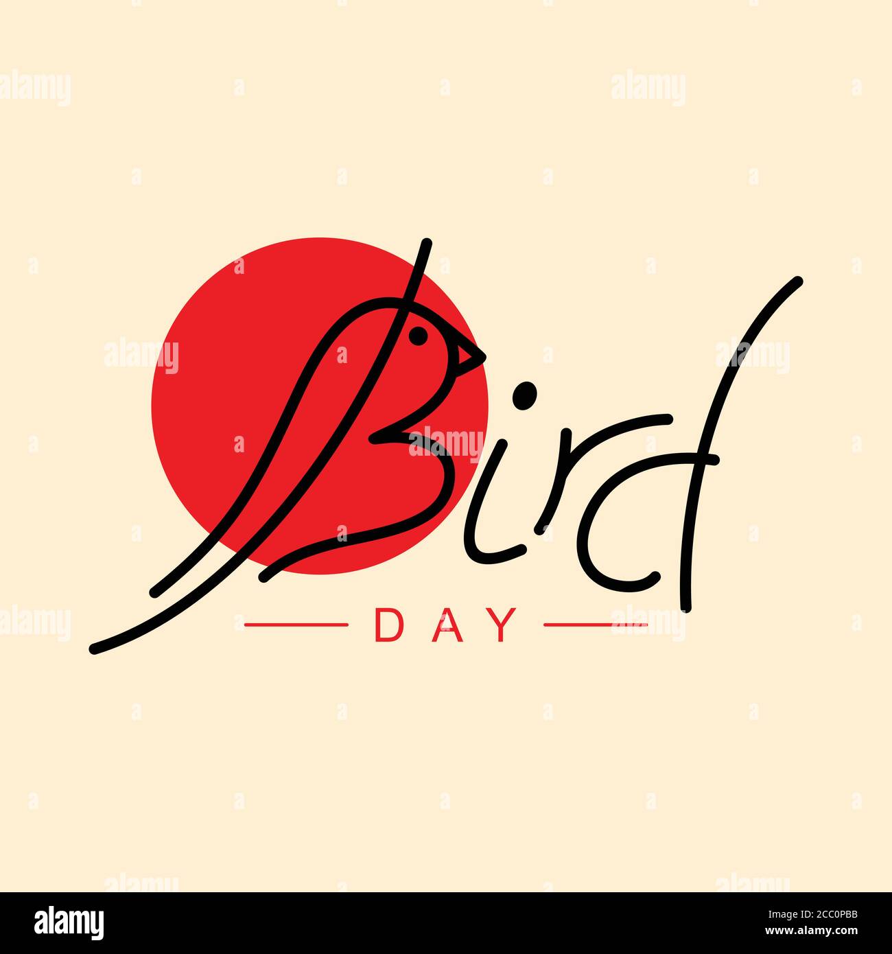 Bird Day calligraphy hand lettering for element design. Easy to edit ...