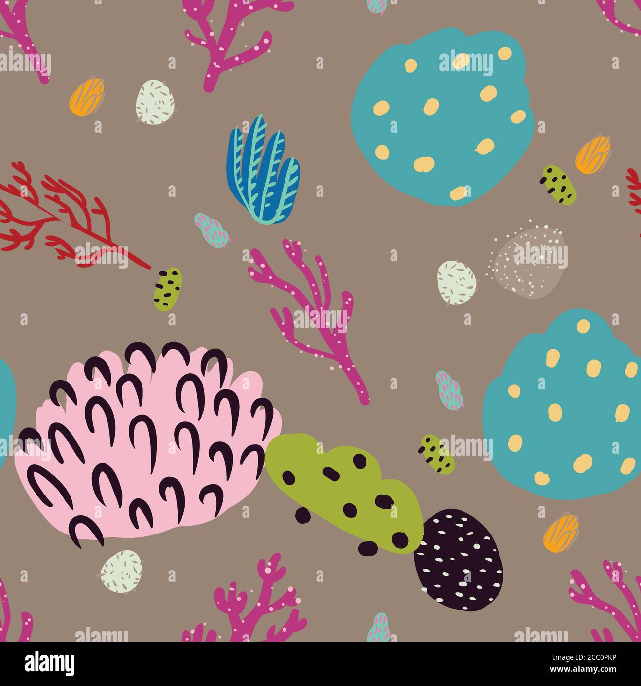 Bright underwater seamless pattern with beautiful corals Stock Vector ...