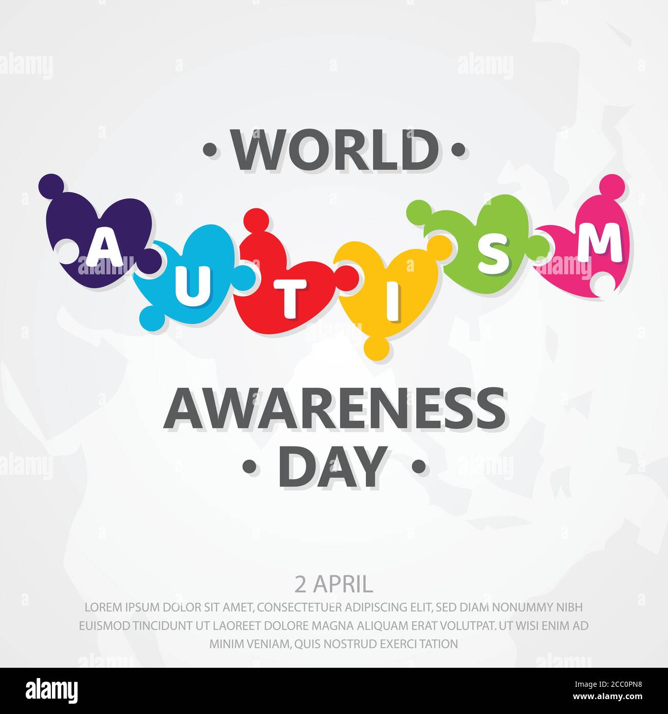 Colorful design World Autism Awareness Day with puzzle graphic. World ...