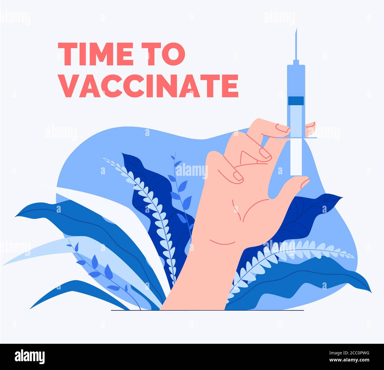 Information poster Medical services. Hand holds a syringe. Vaccination ...